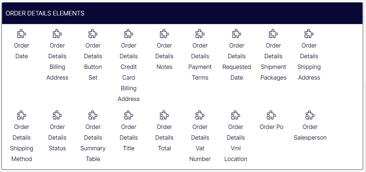Order Details Elements widgets – Support Help Center