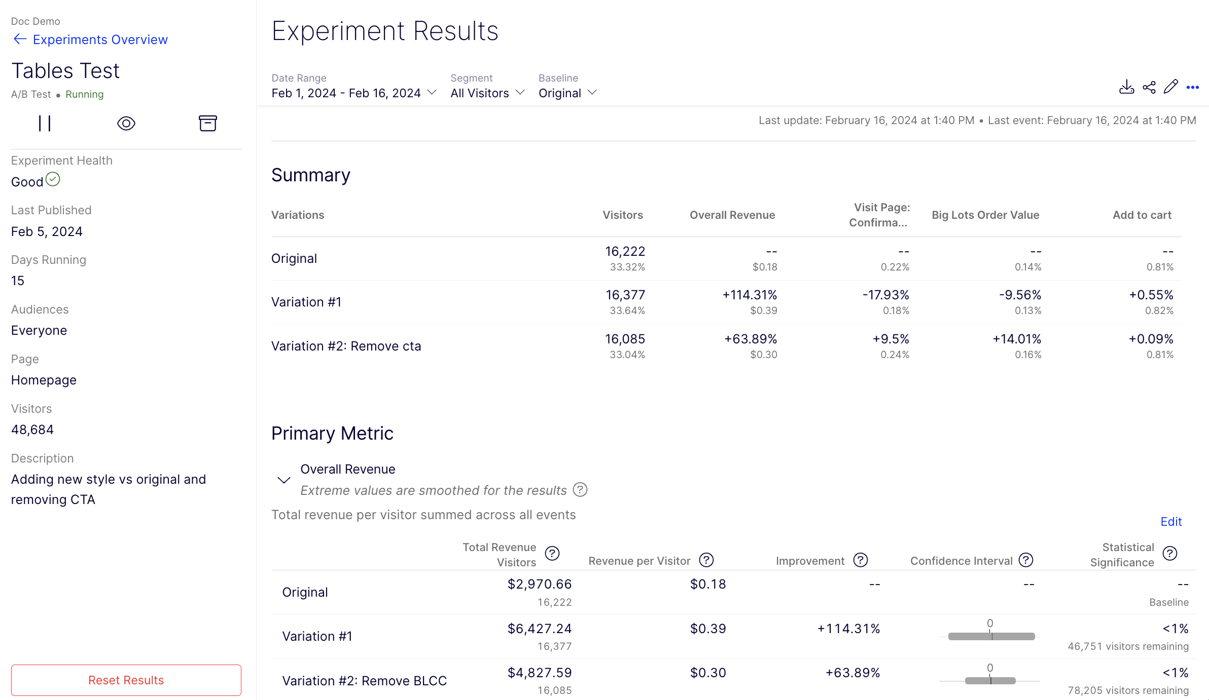 Take action based on the results of an experiment – Support Help Center