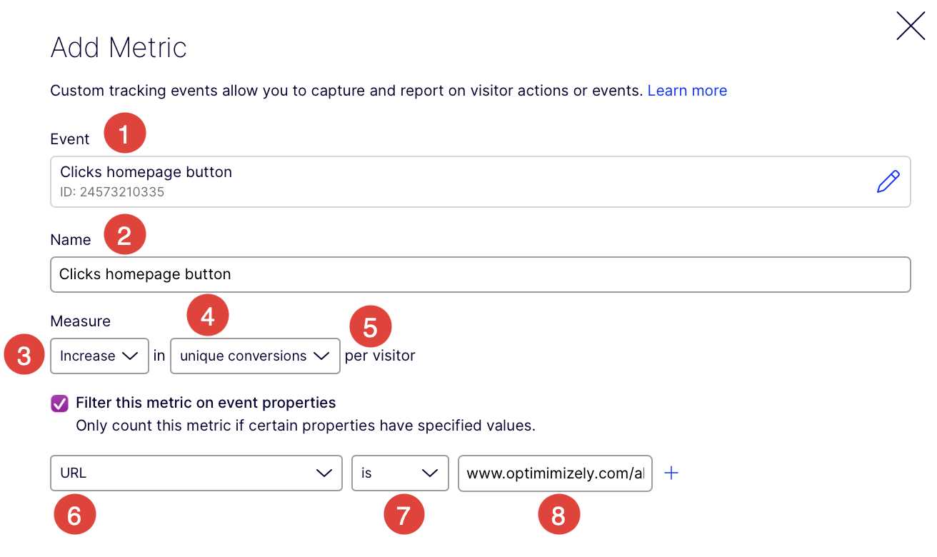 Create a metric in Optimizely with the metric builder – Support Help Center