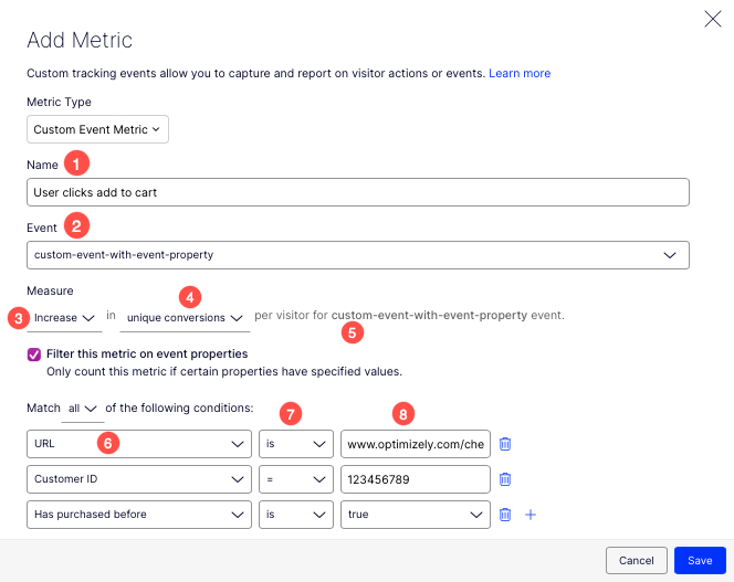 Create a metric in Optimizely with the metric builder – Support Help Center