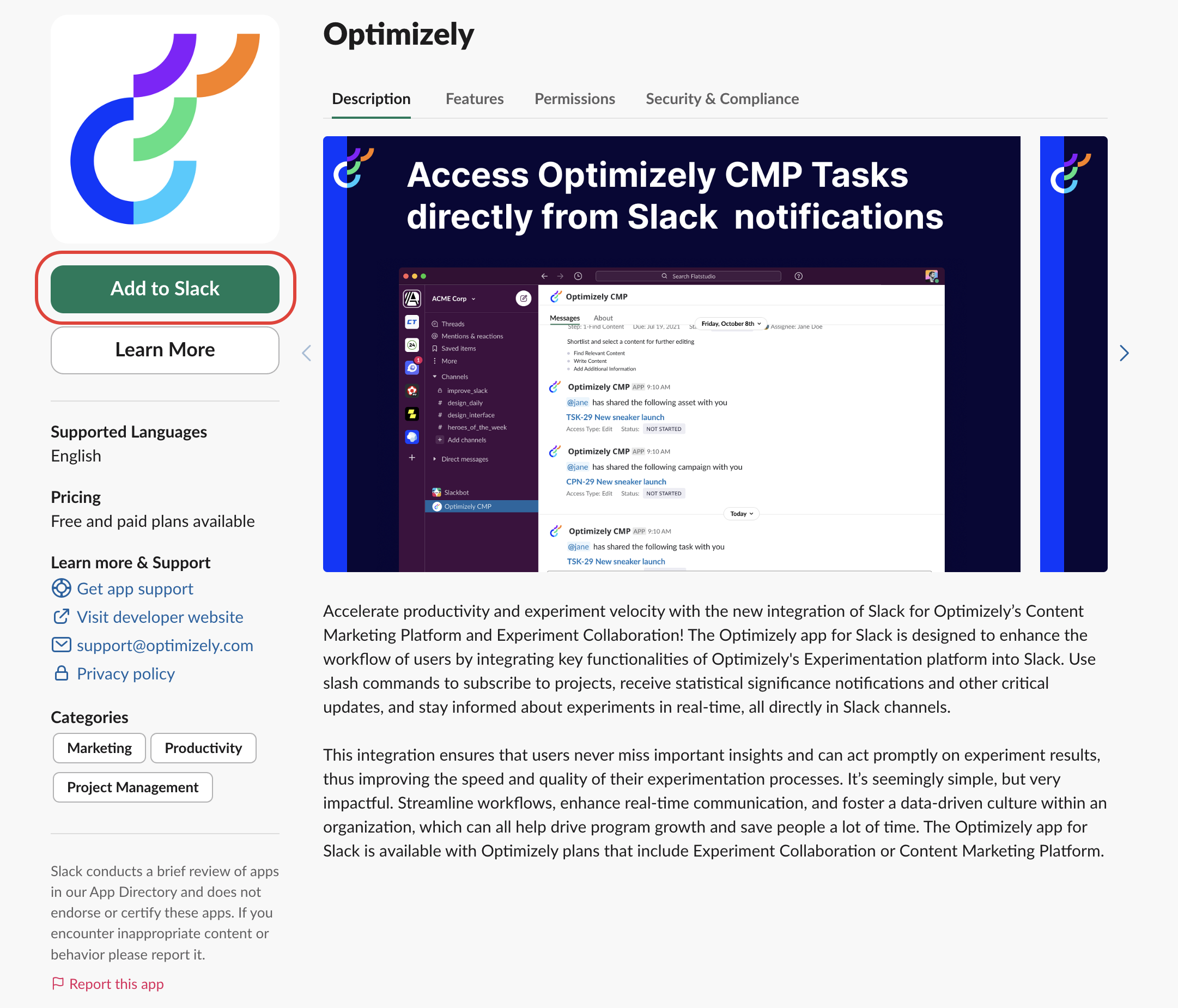 Slack notifications – Support Help Center