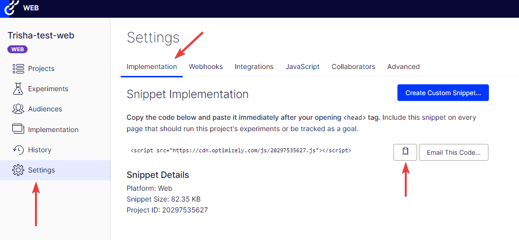 Implement the one-line JavaScript snippet – Support Help Center