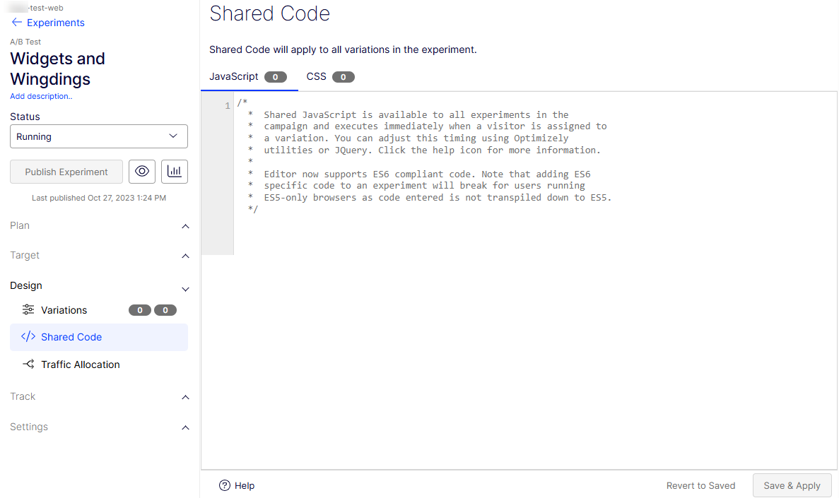 Shared code: Run custom JavaScript and CSS across all variations – Support Help Center