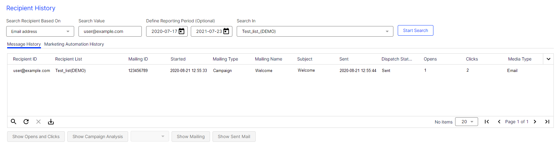 Recipient history – Support Help Center