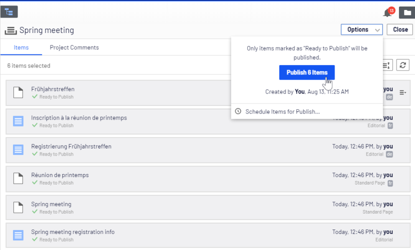 Examples of using the project functionality – Support Help Center