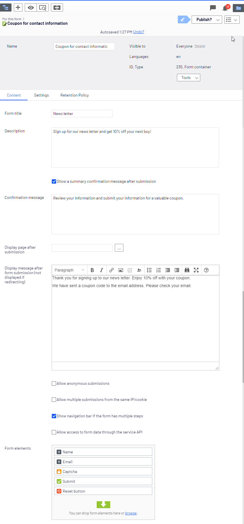 Create a form – Support Help Center